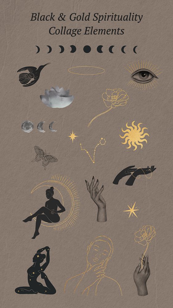 Black & gold spirituality collage | Premium Photo Illustration - rawpixel