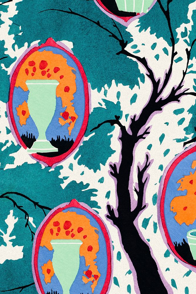 Art deco botanical background, colorful | Premium Photo Illustration ...