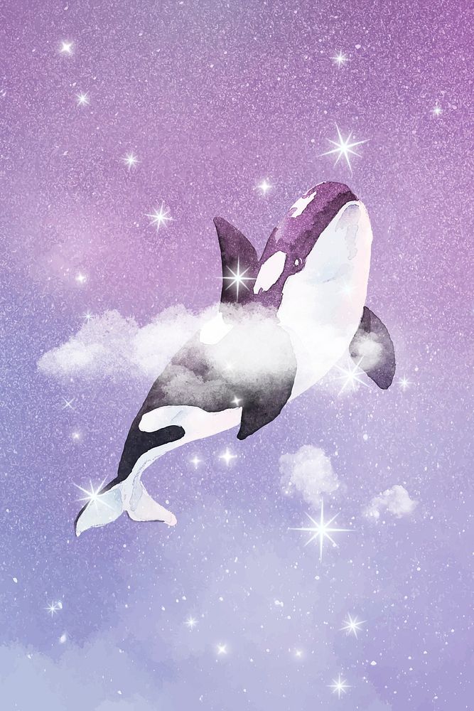 Orca whale background, aesthetic fantasy | Premium Photo Illustration ...