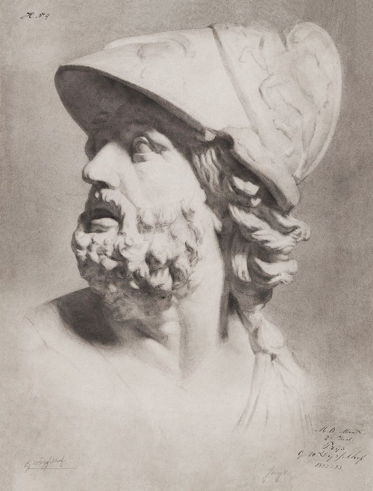 Roman head with helmet (1876–1924) | Free Photo Illustration - rawpixel
