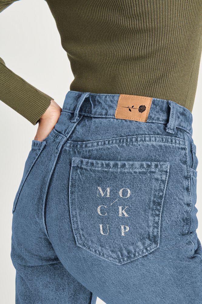 Blue jeans back pocket template | Free PSD Mockup - rawpixel