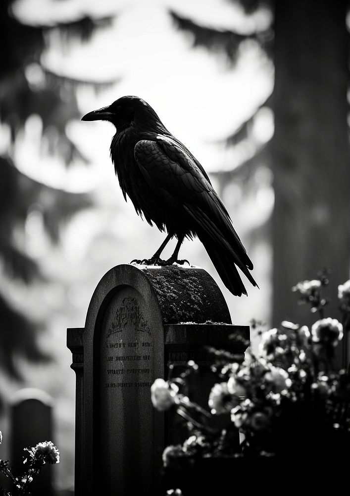 crow graveyard animal black white. | Premium Photo - rawpixel