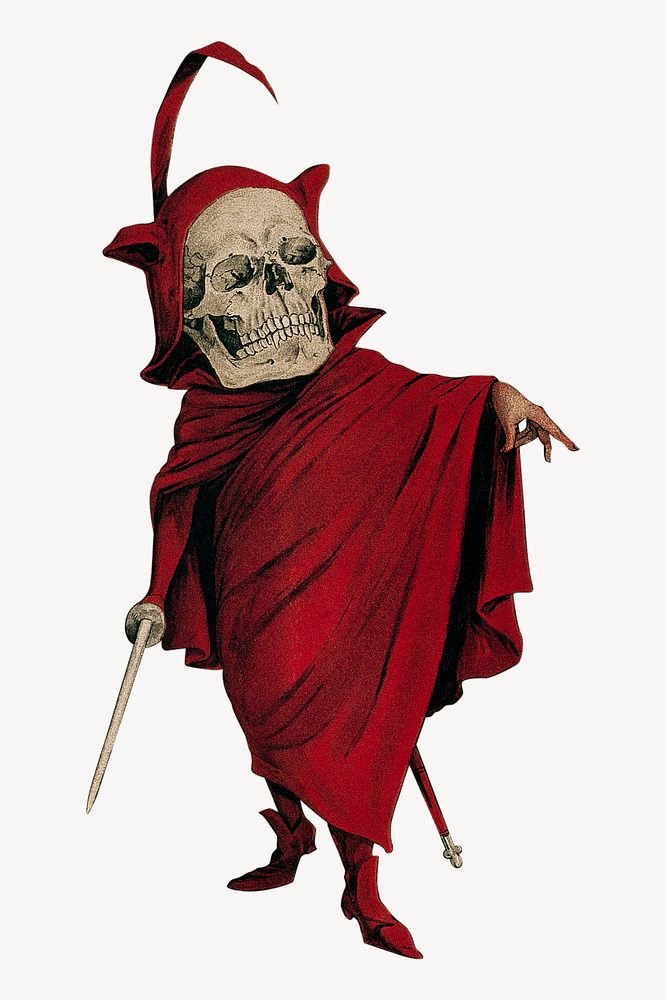Vintage devil skeleton psd. Remixed | Premium PSD Illustration - rawpixel