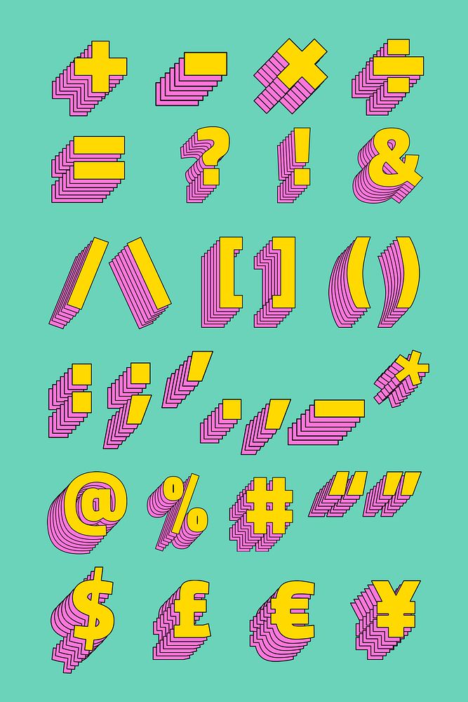 3d layered symbol set vector | Free PSD - rawpixel