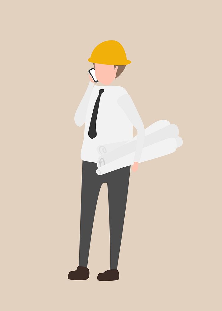 Architect clipart, occupation character illustration | PSD Illustration ...
