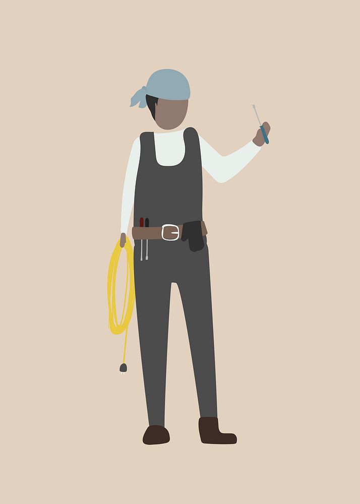 Electrician worker clipart, technician, job | PSD Illustration - rawpixel
