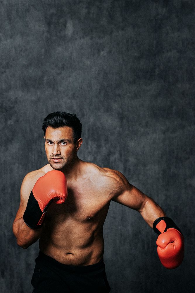 Muscular male boxer red boxing | Premium Photo - rawpixel
