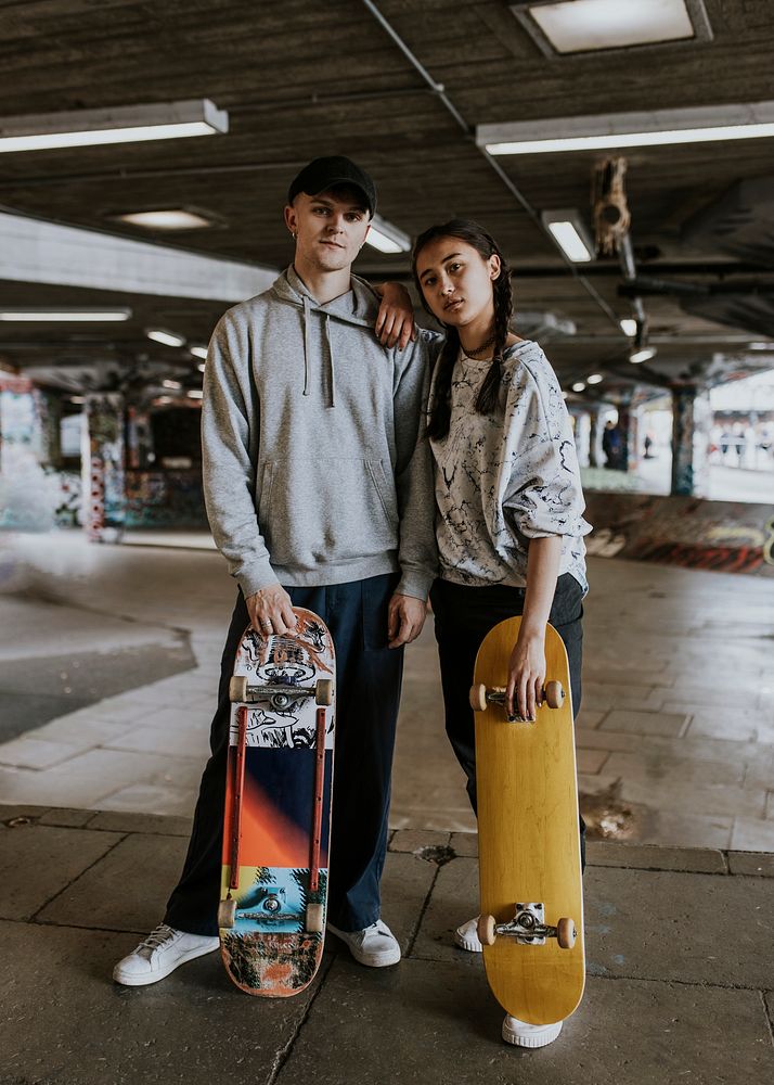 Skater couple at skate park | Free Photo - rawpixel