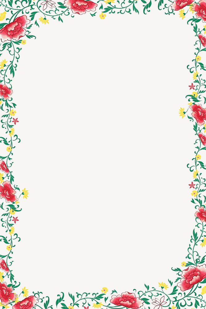 Colorful floral frame, aesthetic Asian | Premium PSD - rawpixel