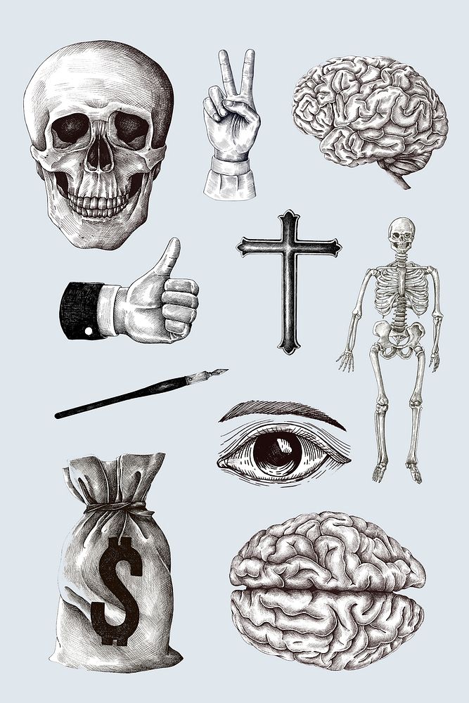 Hand drawn skull cross design | Premium PSD - rawpixel