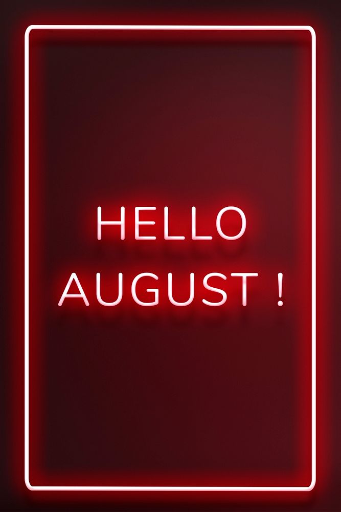 Hello August! frame neon border | Free Photo - rawpixel