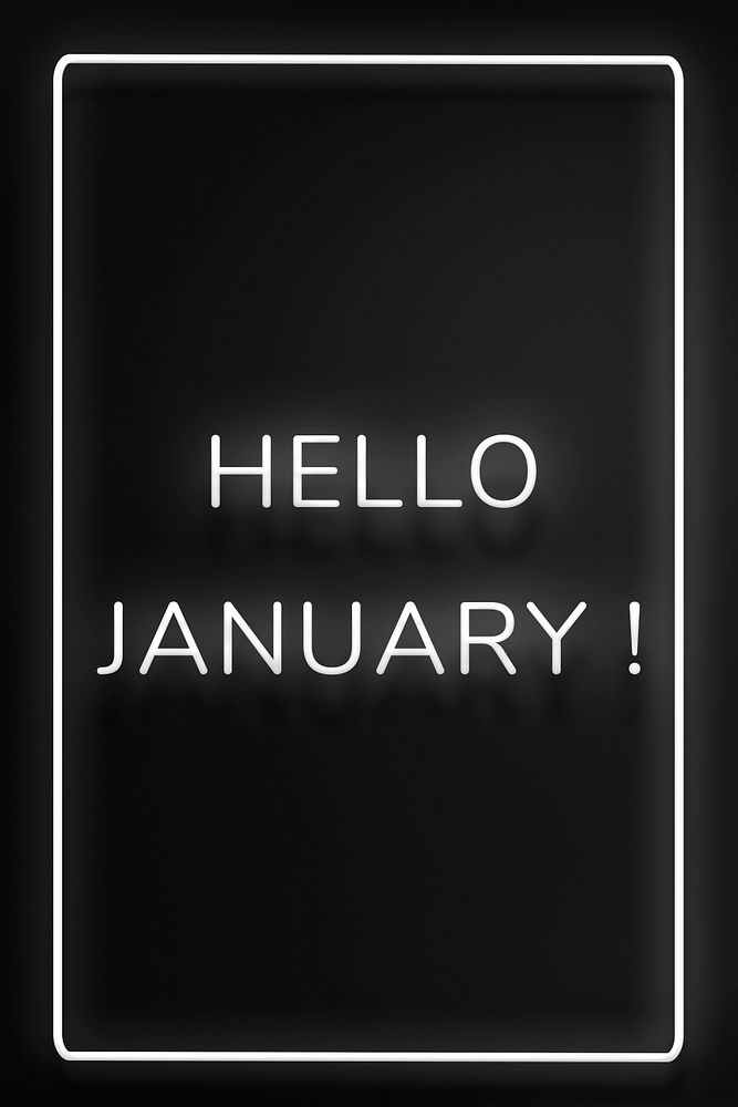 Neon frame Hello January! border | Free Photo - rawpixel
