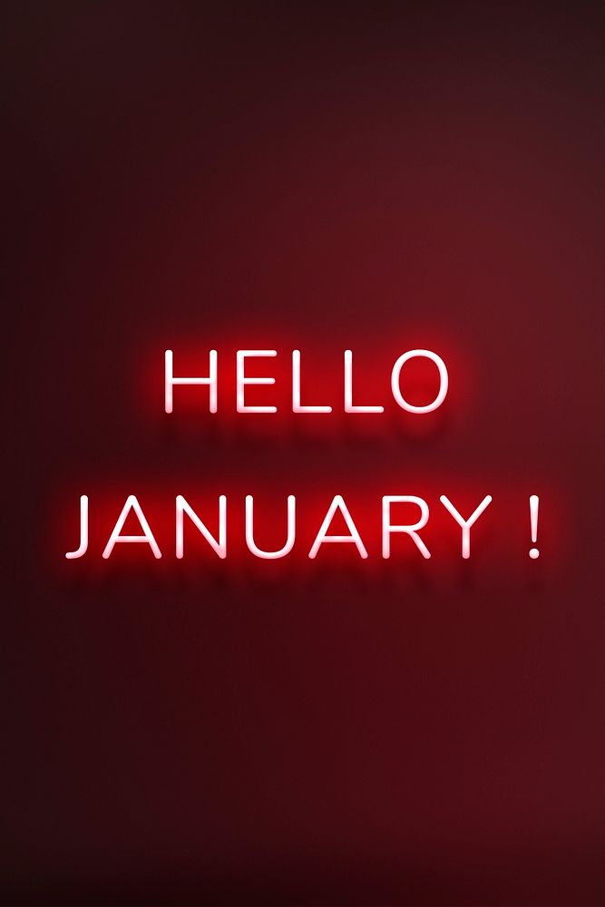 Glowing neon Hello January! text | Free Photo - rawpixel