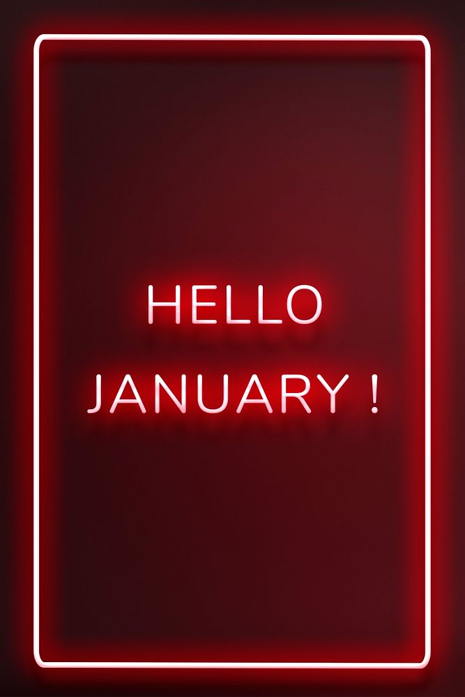 Neon frame Hello January! border | Free Photo - rawpixel