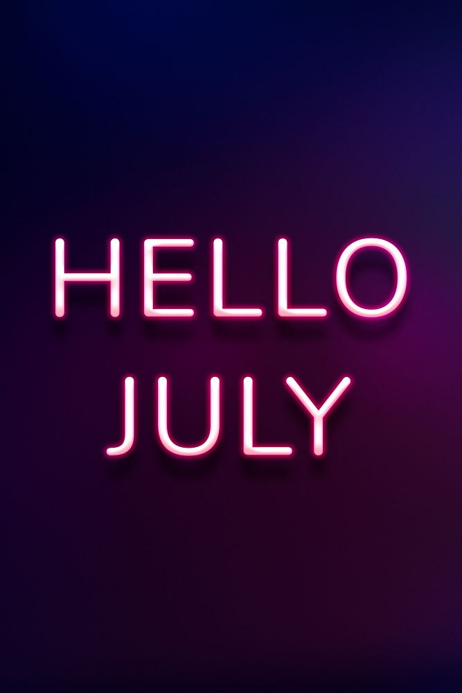 Glowing pink Hello July typography | Free Photo - rawpixel