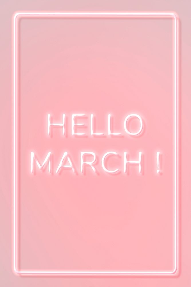 Hello March! frame neon border | Free Photo - rawpixel
