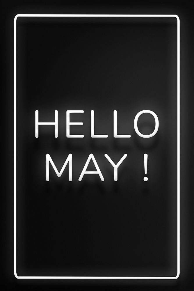 Hello May! frame neon border | Free Photo - rawpixel