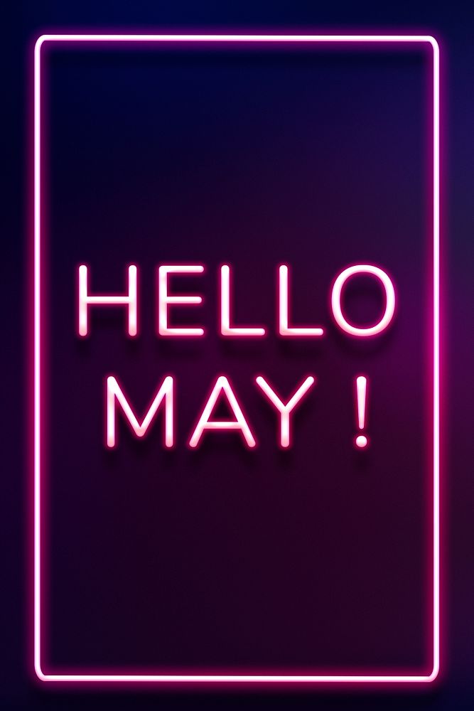 Hello May! frame neon border | Free Photo - rawpixel
