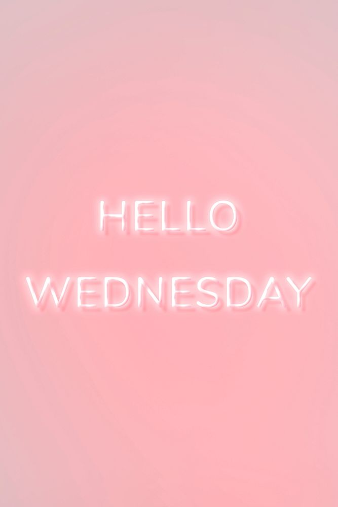 Hello Wednesday pink neon lettering | Free Photo - rawpixel