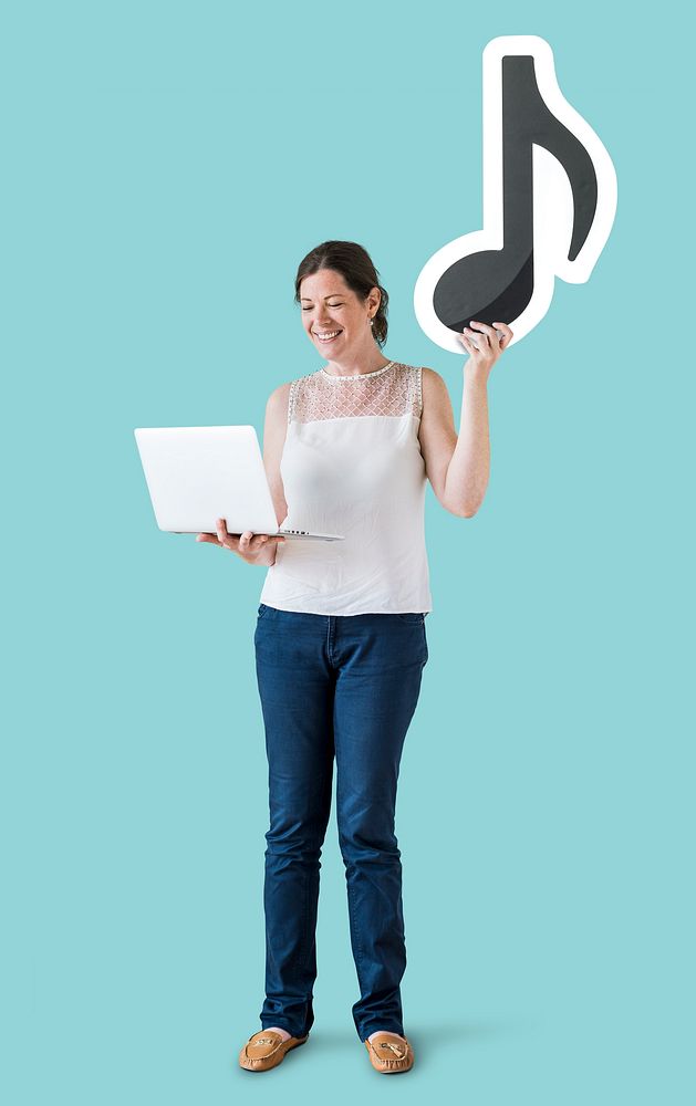 Woman holding a musical note | Premium Photo - rawpixel