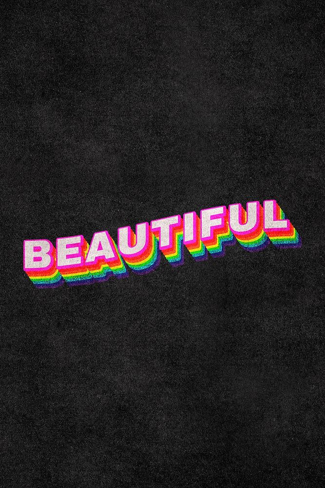 BEAUTIFUL rainbow word typography black | Free Photo - rawpixel