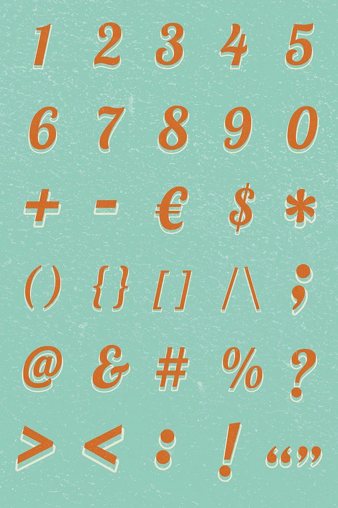 Printable punctuations, symbols, retro lettering | Premium PSD - rawpixel