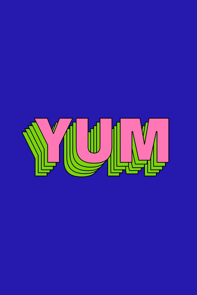 Yum text retro layered typography | Free Photo - rawpixel