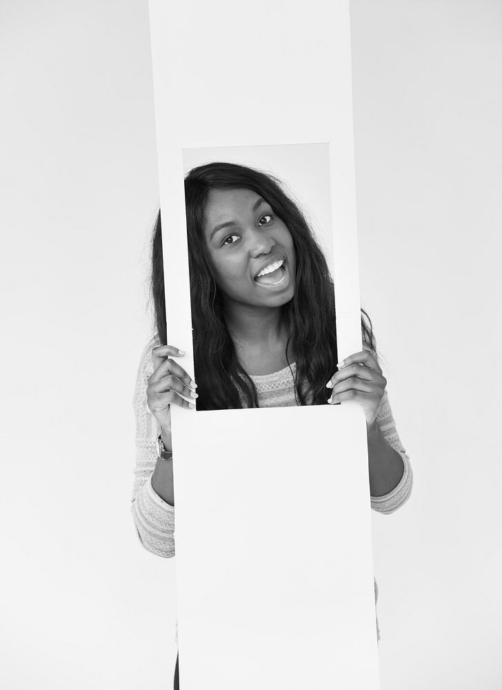 African Descent Holding Frame Smiling | Premium Photo - rawpixel