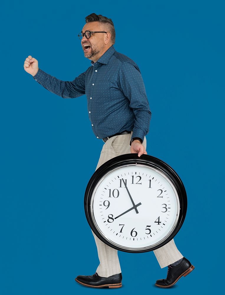 Caucasian Man Rushing Clock | Premium Photo - rawpixel