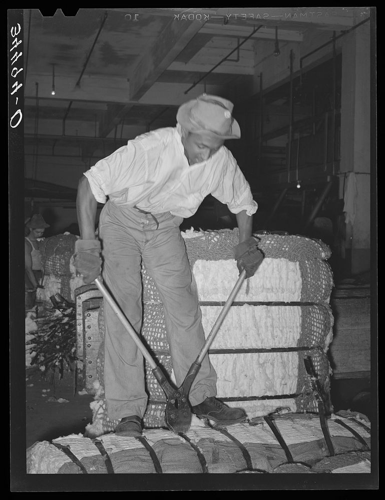 Snipping metal bands bale cotton | Free Photo - rawpixel