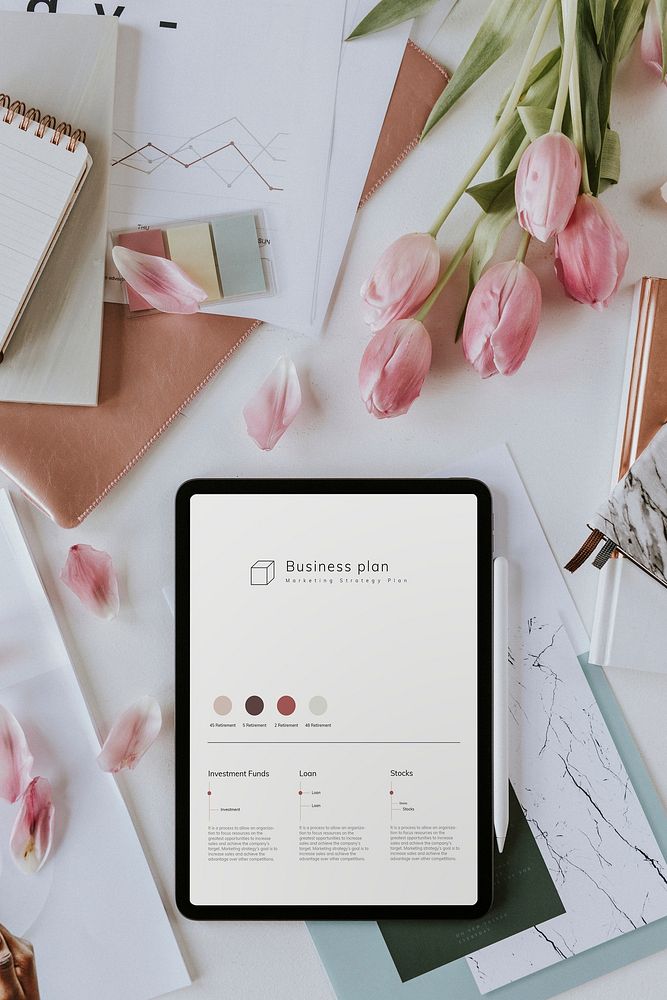Aerial view digital tablet messy | Premium PSD Mockup - rawpixel