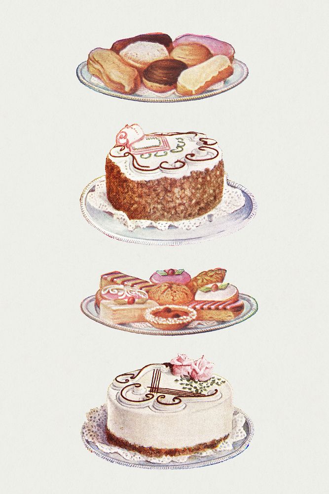 Vintage hand drawn set of cakes | Premium PSD - rawpixel