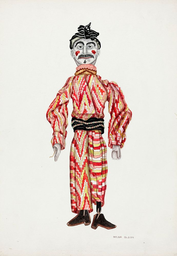 Puppet (ca.1940) Hilda Olson. Original | Free Photo Illustration - rawpixel