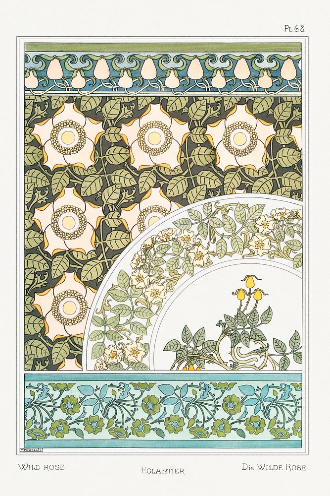 Art nouveau wild rose flower | Premium PSD - rawpixel