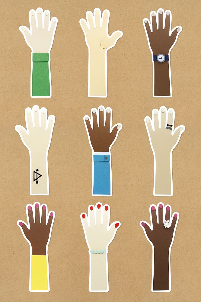 Paper craft hands diversity design | Premium PSD - rawpixel
