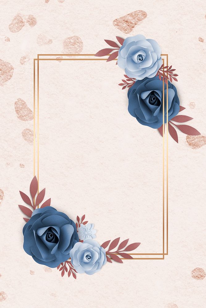 Blue flowers on rectangle frame | Premium PSD - rawpixel