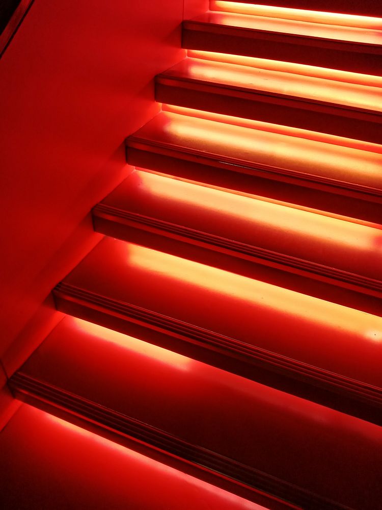 Stairs in red neon light | Free Photo - rawpixel