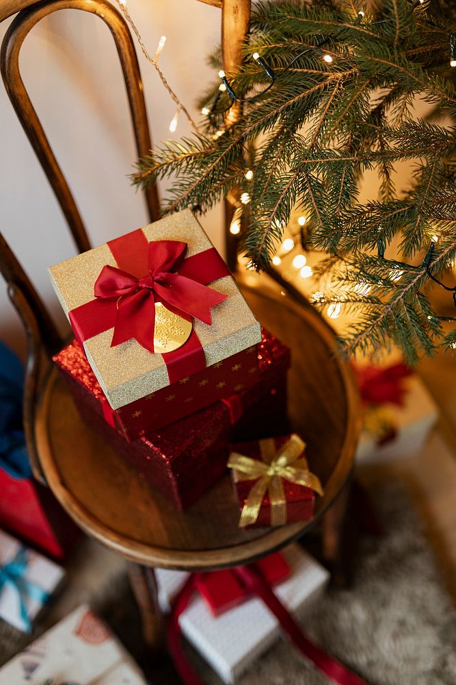 Christmas presents on a wooden | Free Photo - rawpixel