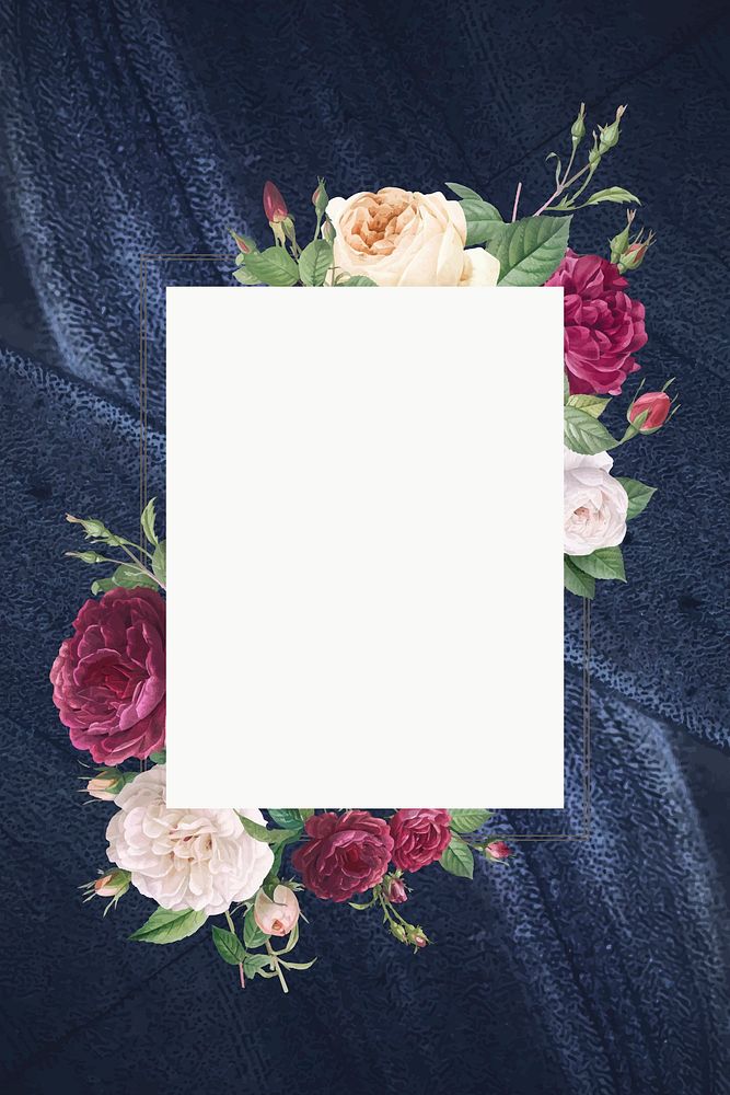 Rectangular frame decorated roses vector | Premium Vector - rawpixel