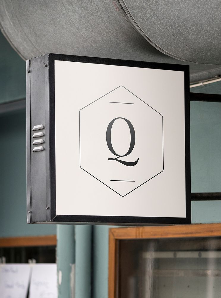 Hanging square white shop sign | Premium PSD Mockup - rawpixel