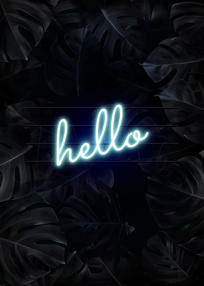 Blue hello neon word on a dark | Premium Vector - rawpixel