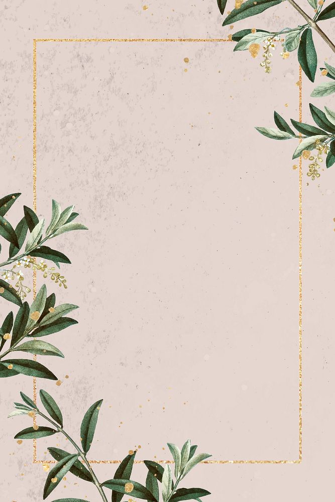 Rectangle gold frame olive branch | Premium Vector - rawpixel