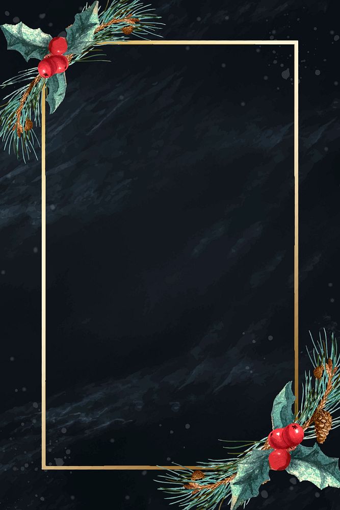 Golden rectangle Christmas frame vector | Premium Vector - rawpixel