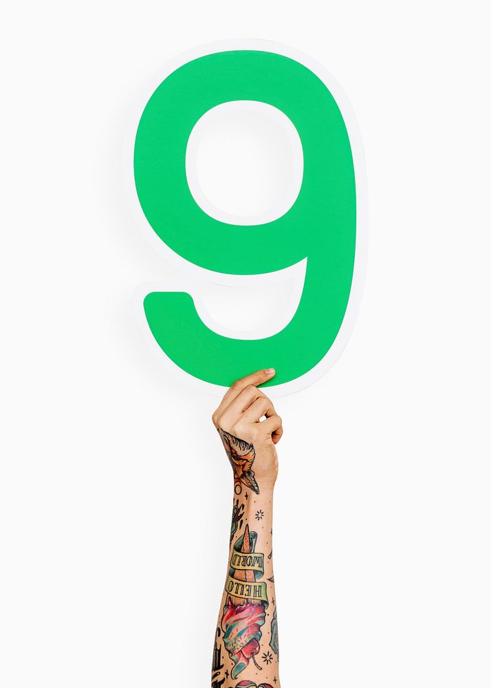 Hand holding the number 9 | Premium PSD - rawpixel