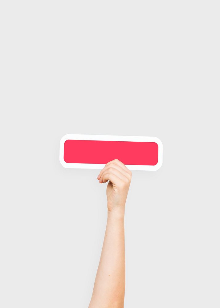 Hand holding a minus mark | Premium PSD - rawpixel