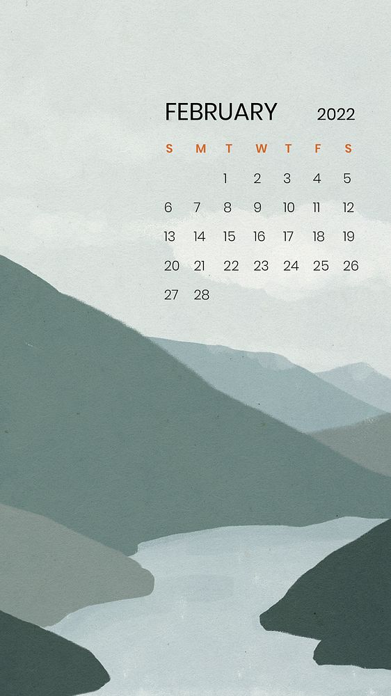 Mountain abstract February monthly calendar | Free Photo - rawpixel