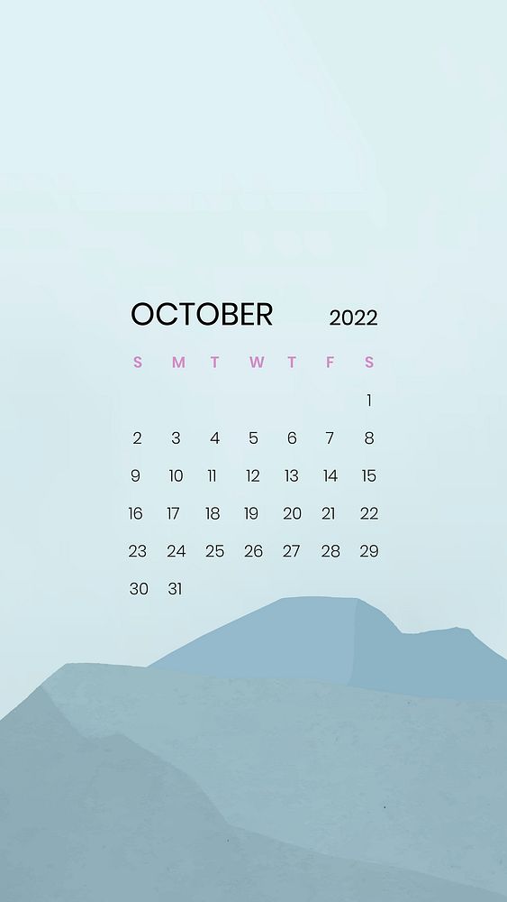 Mountain October monthly calendar iPhone | Premium Vector - rawpixel