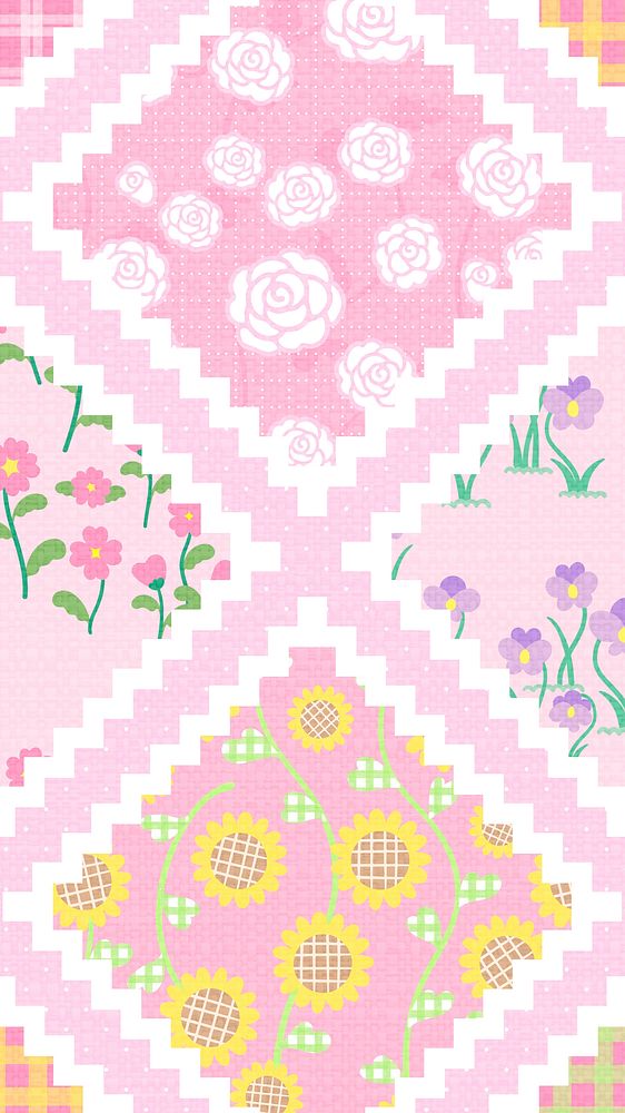 Floral patchwork pattern mobile wallpaper, | Free Photo - rawpixel