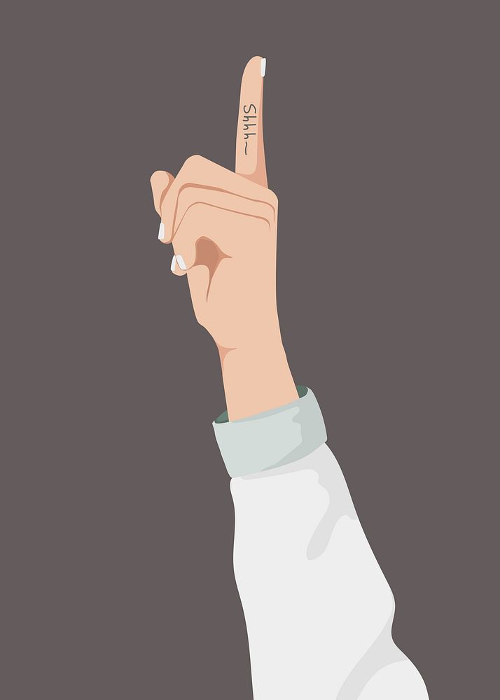 Quiet hand sign clipart, feminine | Premium PSD Illustration - rawpixel