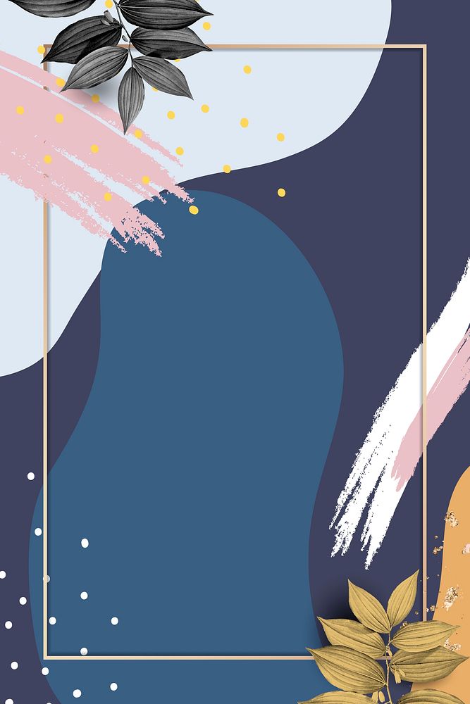 Golden rectangle leafy Memphis frame | Premium Vector - rawpixel